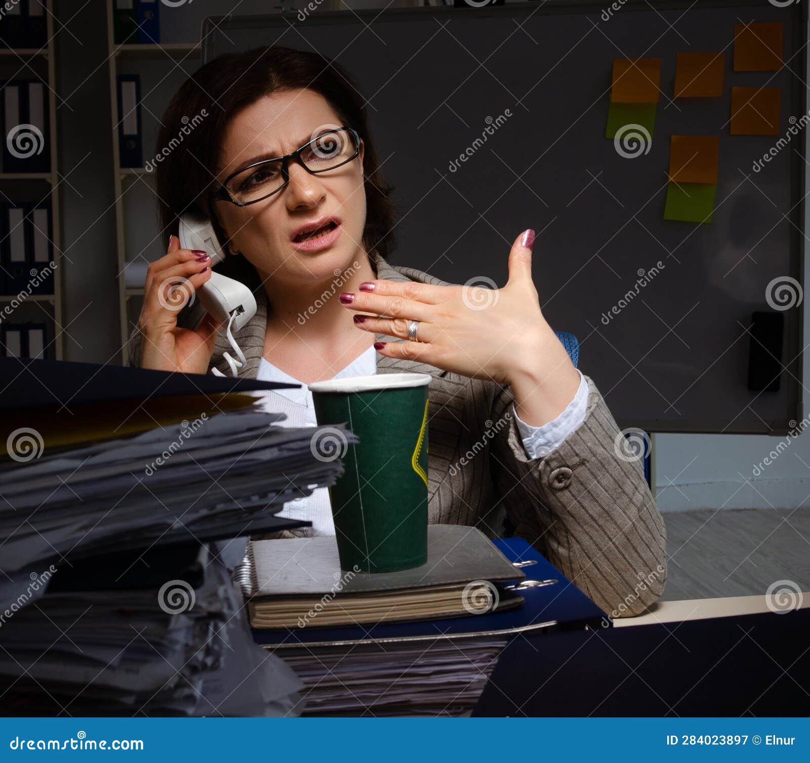 Female Employee Suffering from Excessive Work Stock Image - Image of ...