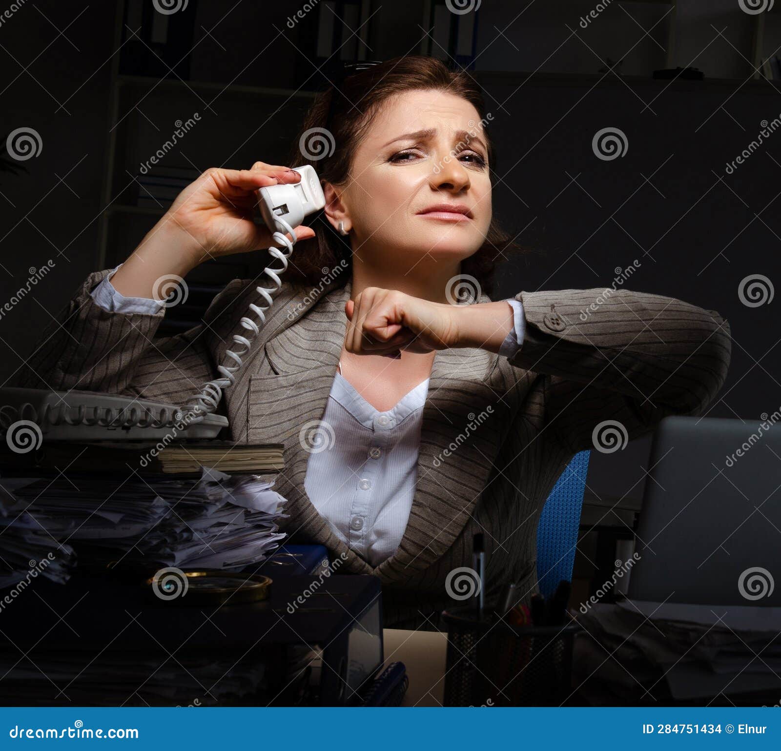 Female Employee Suffering from Excessive Work Stock Photo - Image of ...