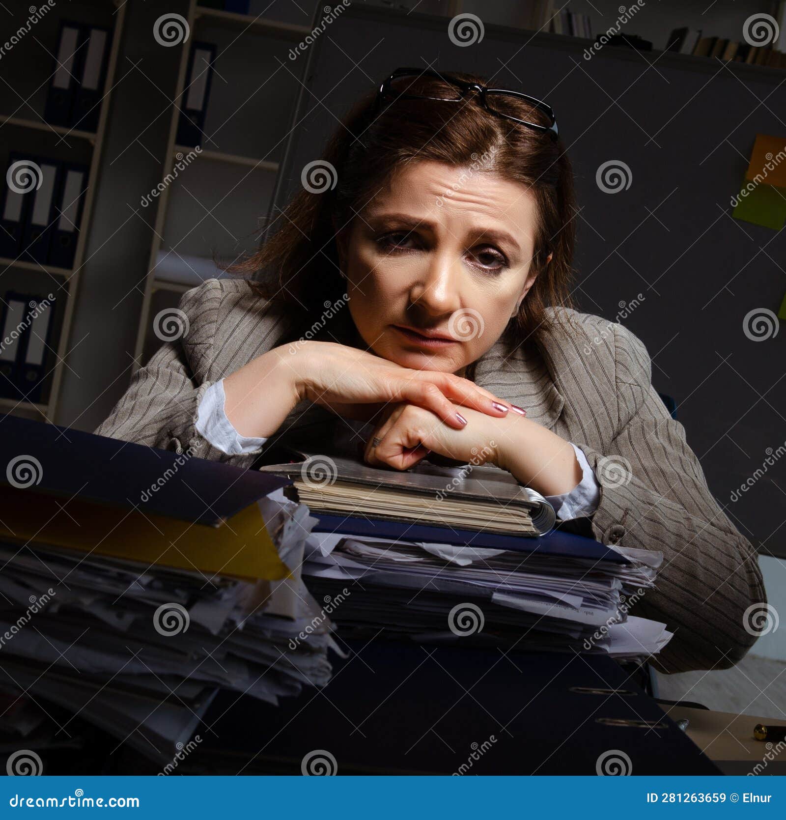 Female Employee Suffering from Excessive Work Stock Image - Image of ...