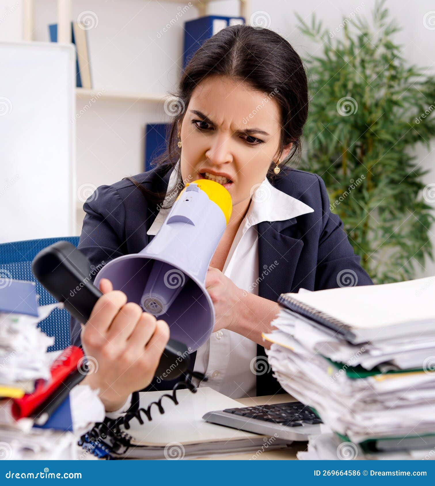 Female Employee with Too Much Work in the Office Stock Photo - Image of ...