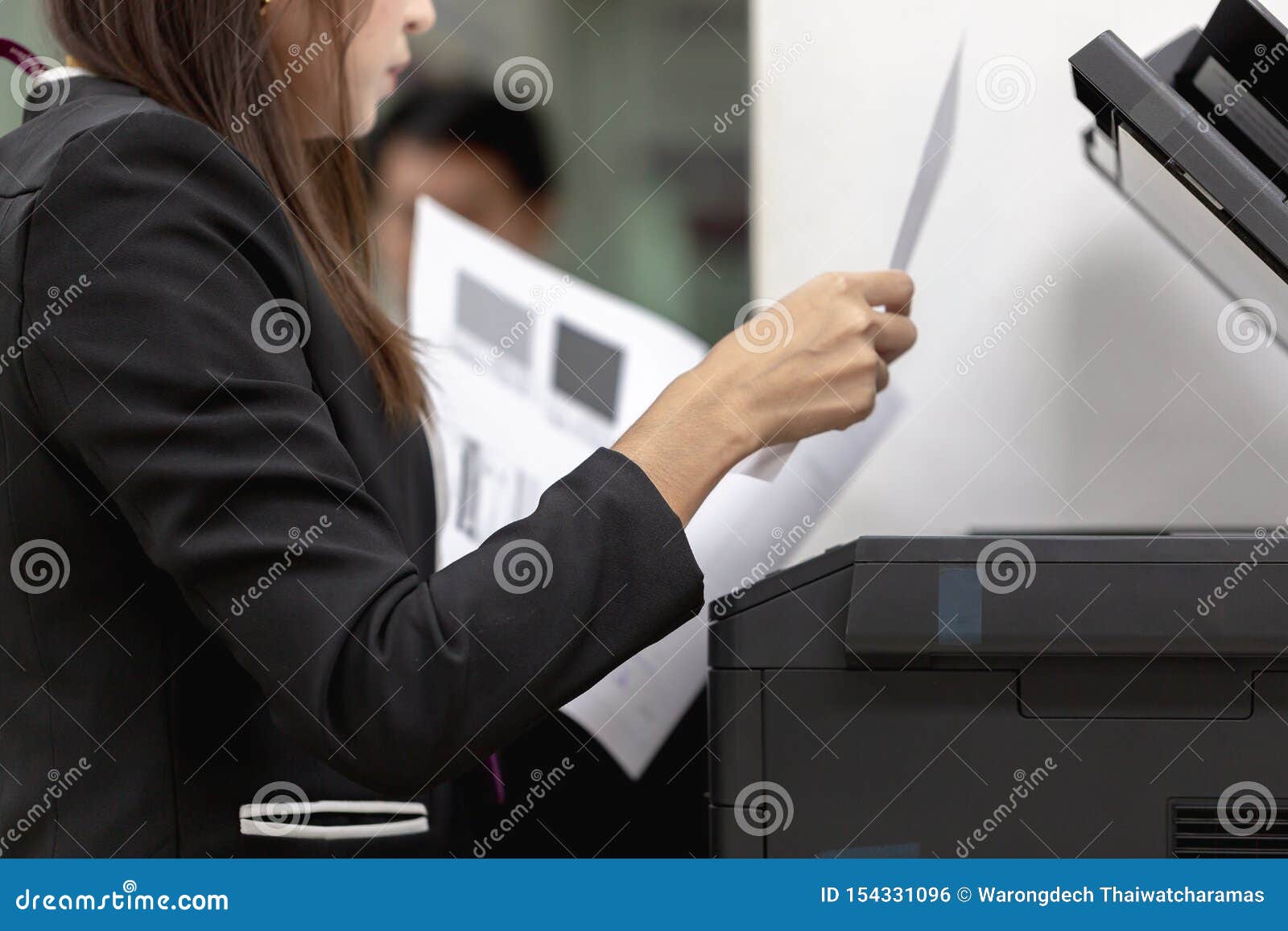 Female Employees Use Black Copy Machines Stock Photo - Image of ...