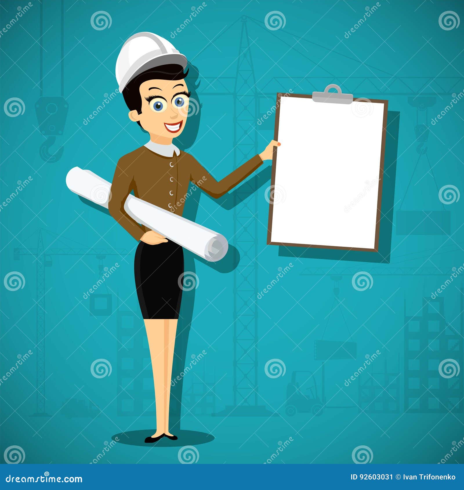 Female Engineer Architect Holding Blank Clipboard. Stock Vector ... Female Engineer Architect Holding Blank Clipboard. Stock Vector ...