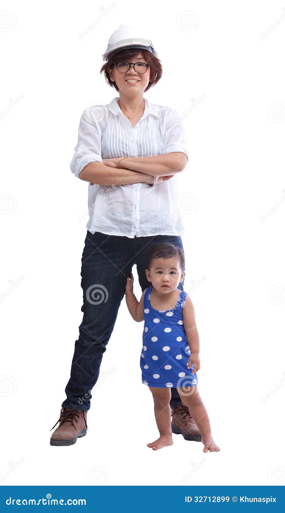 Female Engineer with Baby Standing beside Stock Image - Image of ...
