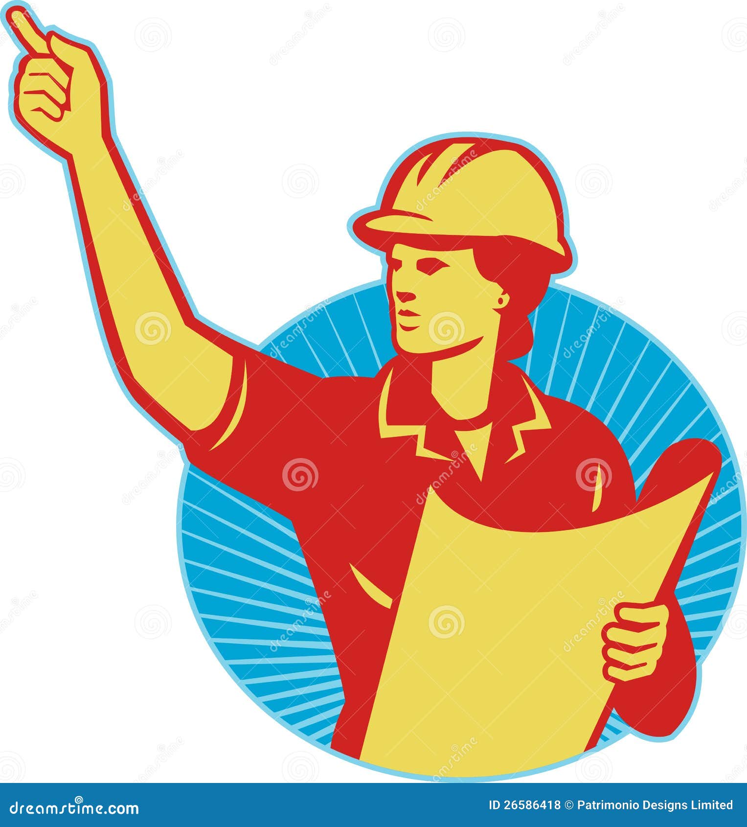 Construction Guy Pointing Vector Illustration | CartoonDealer.com #30549864