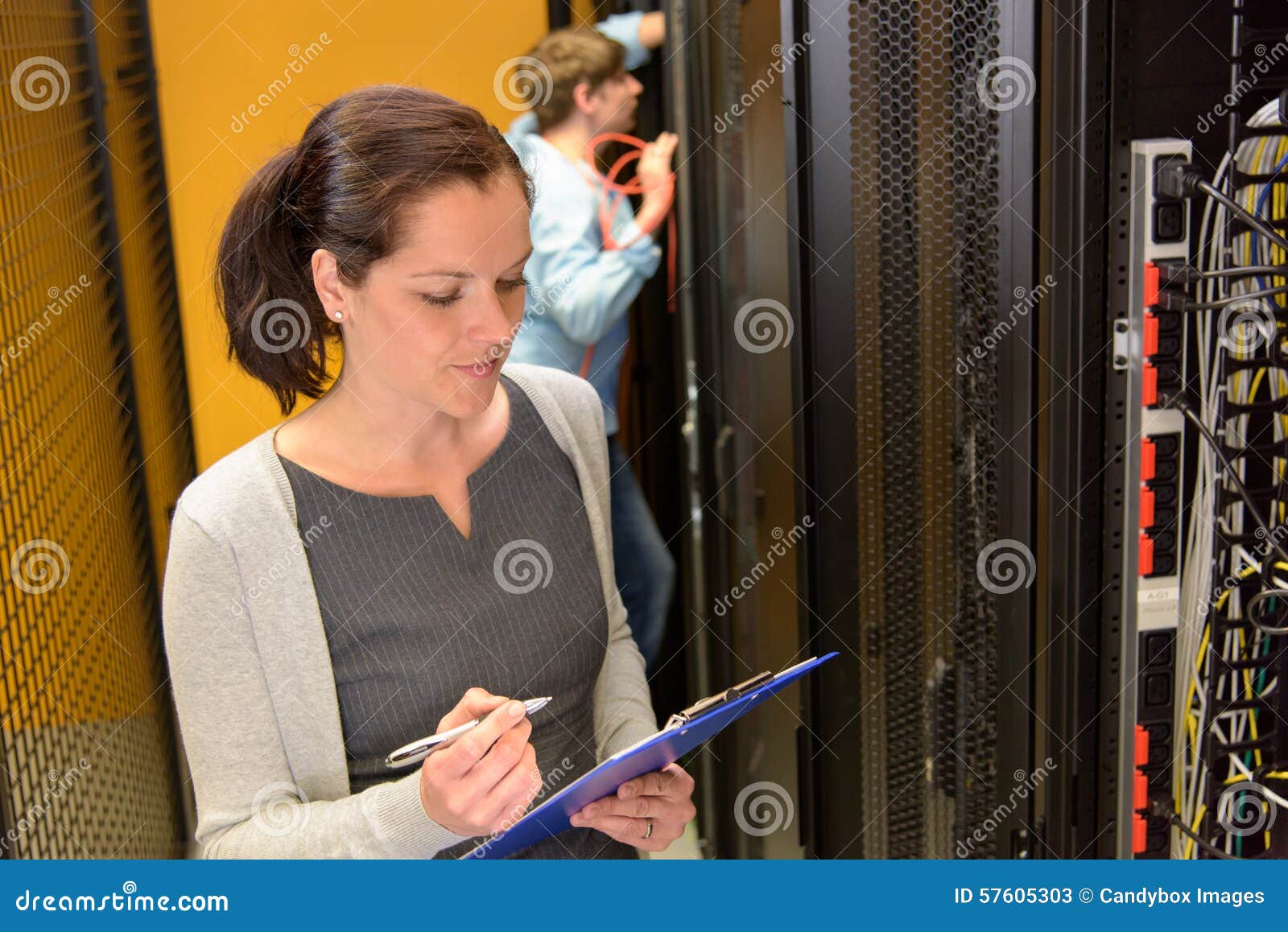 Female Engineer in Datacenter Stock Image - Image of infrastructure ...