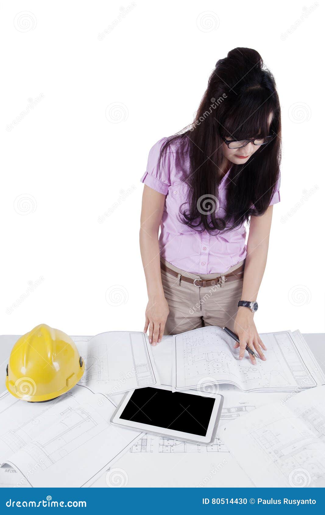 Female Engineer Drawing Sketch in the Studio Stock Photo - Image of ...