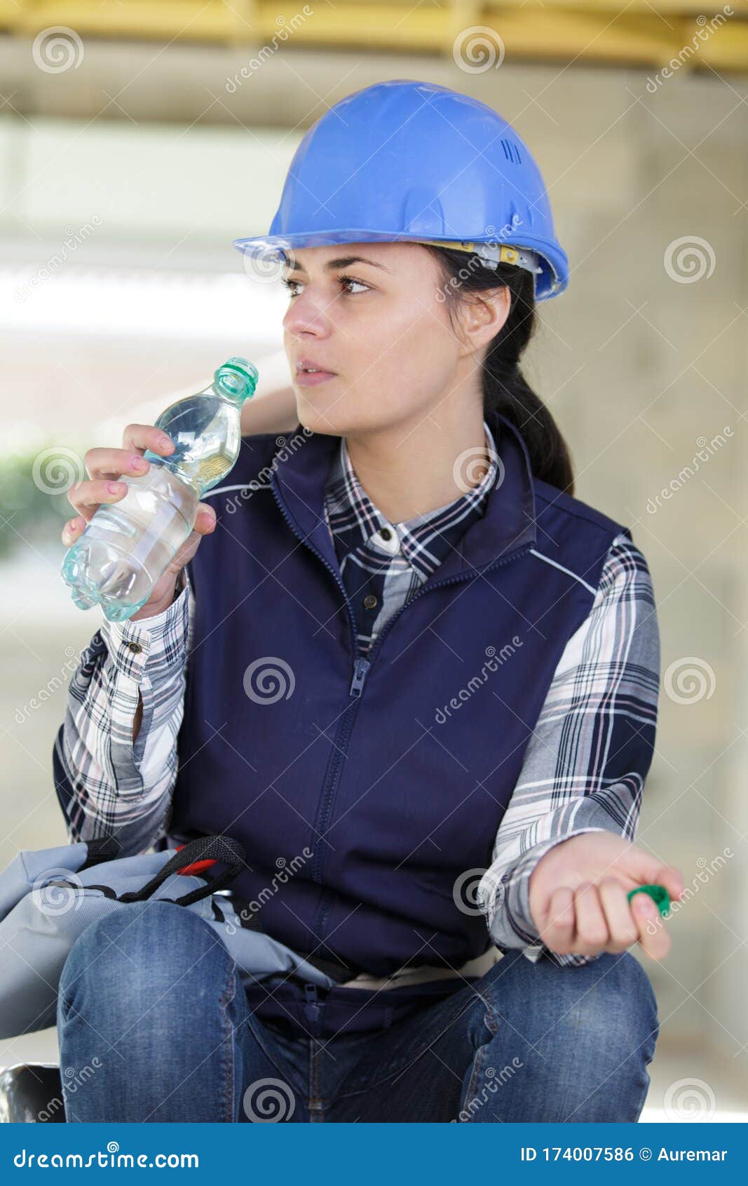 Female Engineer Drinking Water Stock Photo - Image of person, engineer ...