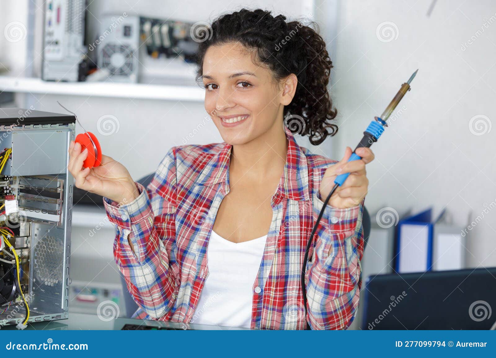 Female Engineer Fixing Broken Computer Hard Drive Stock Photo - Image ...