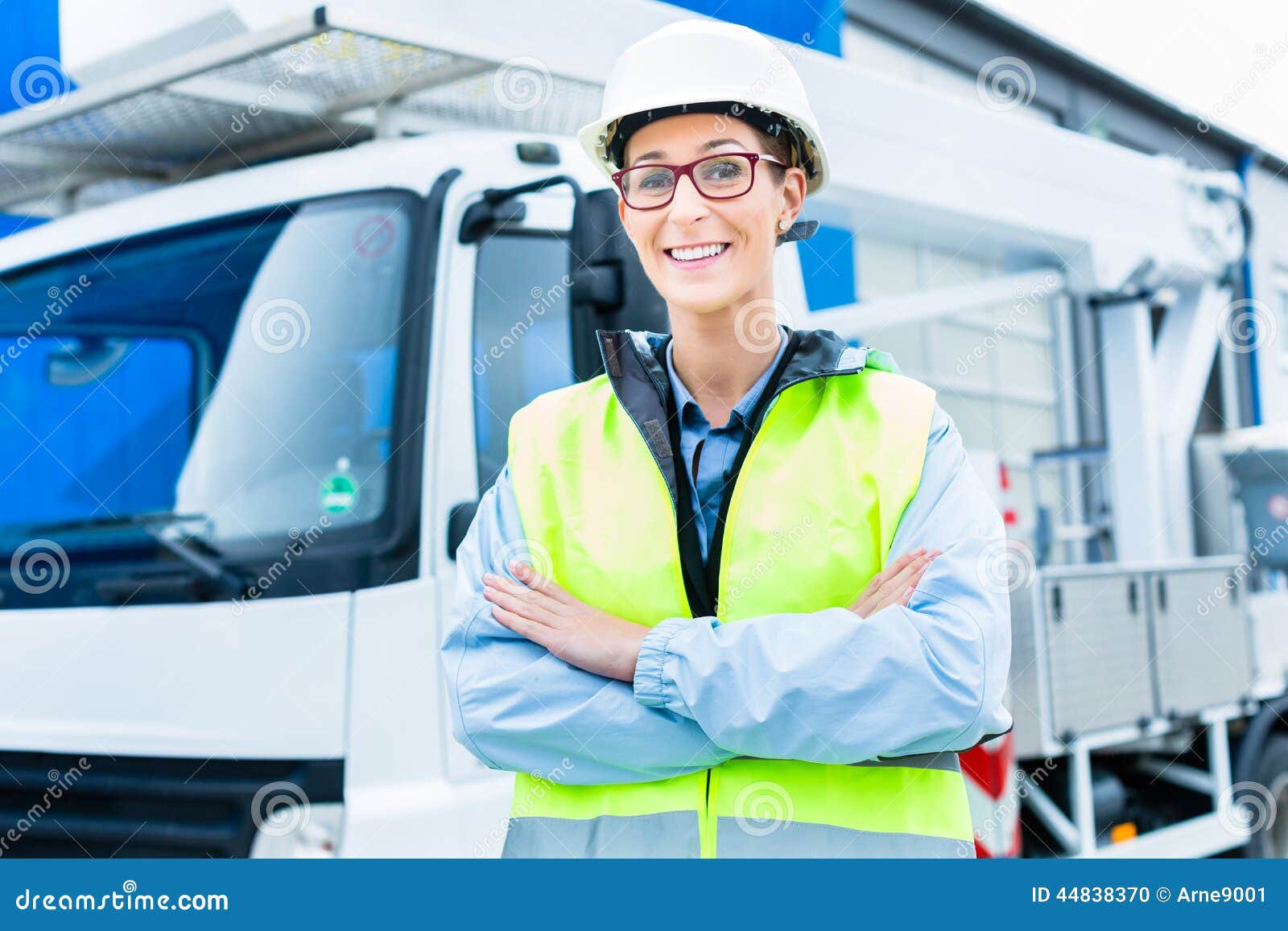 Female Engineer in Front of Truck on Site Stock Photo - Image of people ...