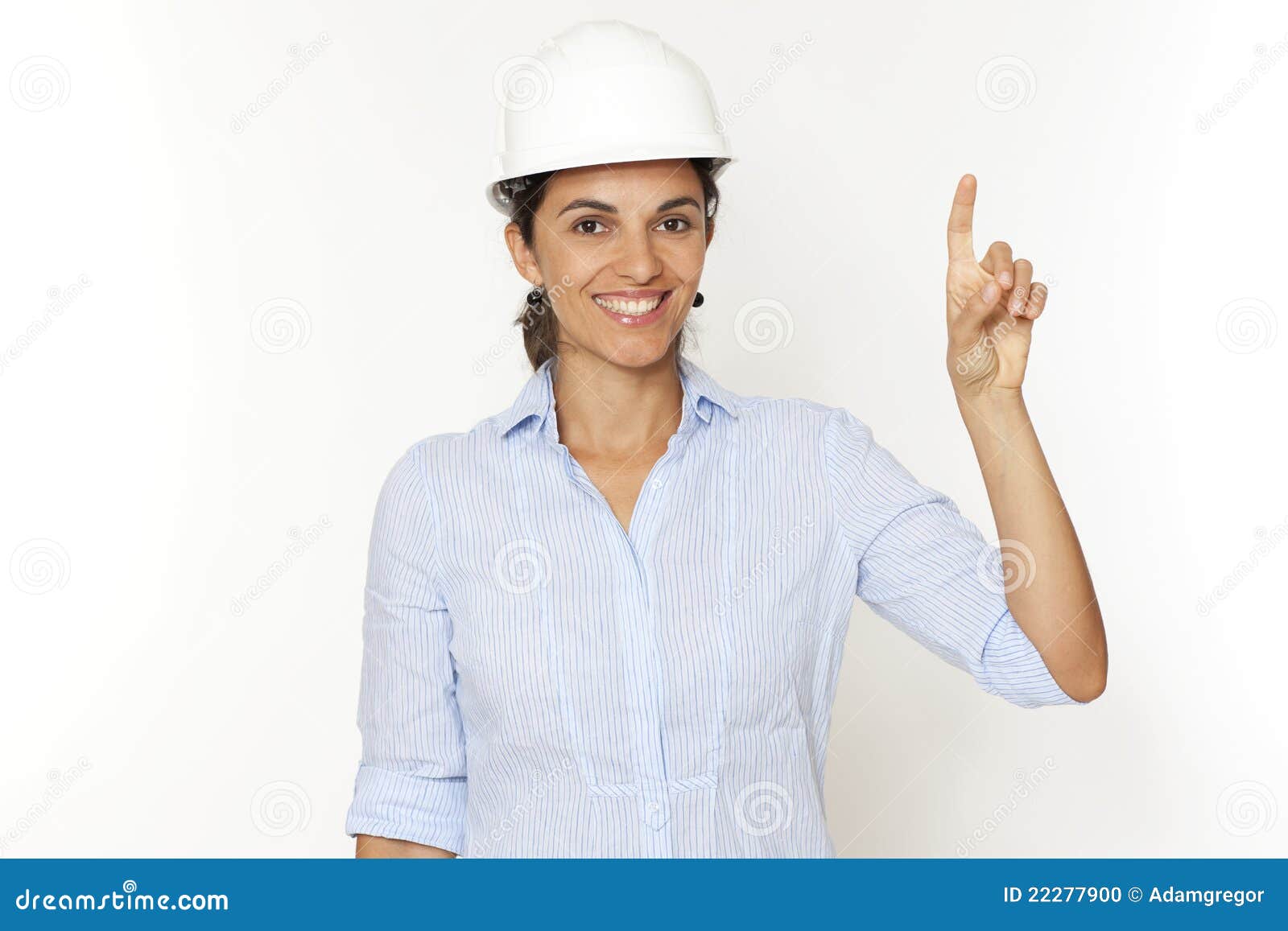 Female Engineer Pointing on Virtual Screen Stock Photo - Image of ...