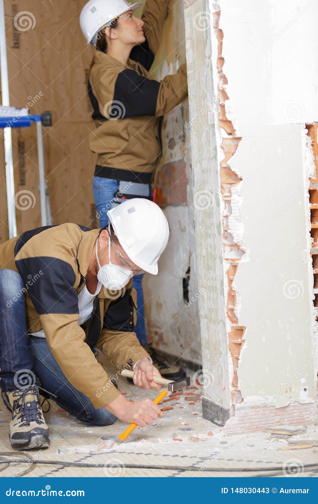Female Engineer and Specialist Making Wall Plane Stock Image - Image of ...