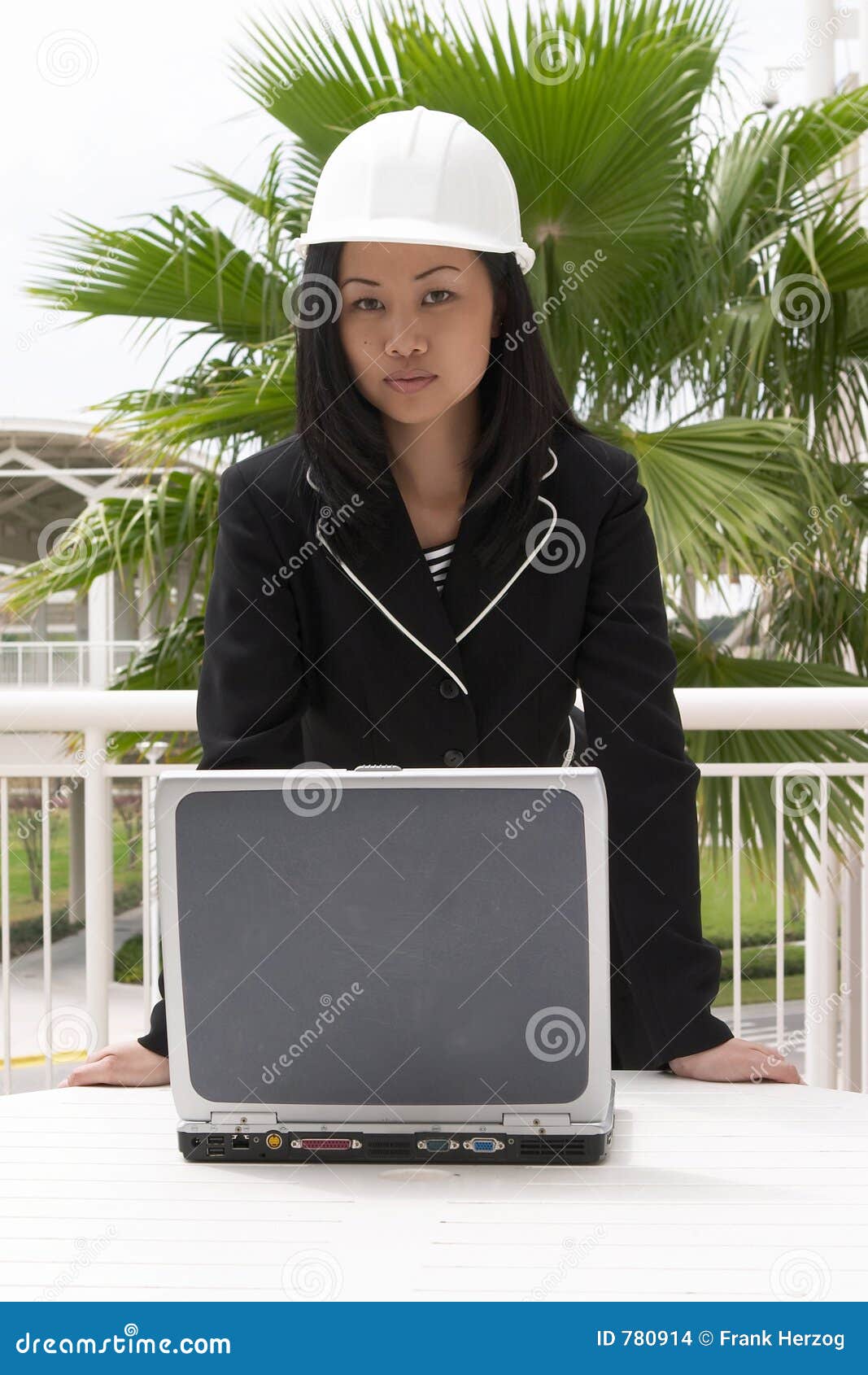 Female Engineer Standing at Laptop Stock Photo - Image of computer ...