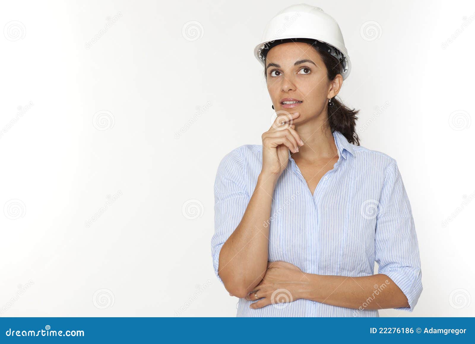 Female engineer thinking stock photo. Image of hardhat - 22276186