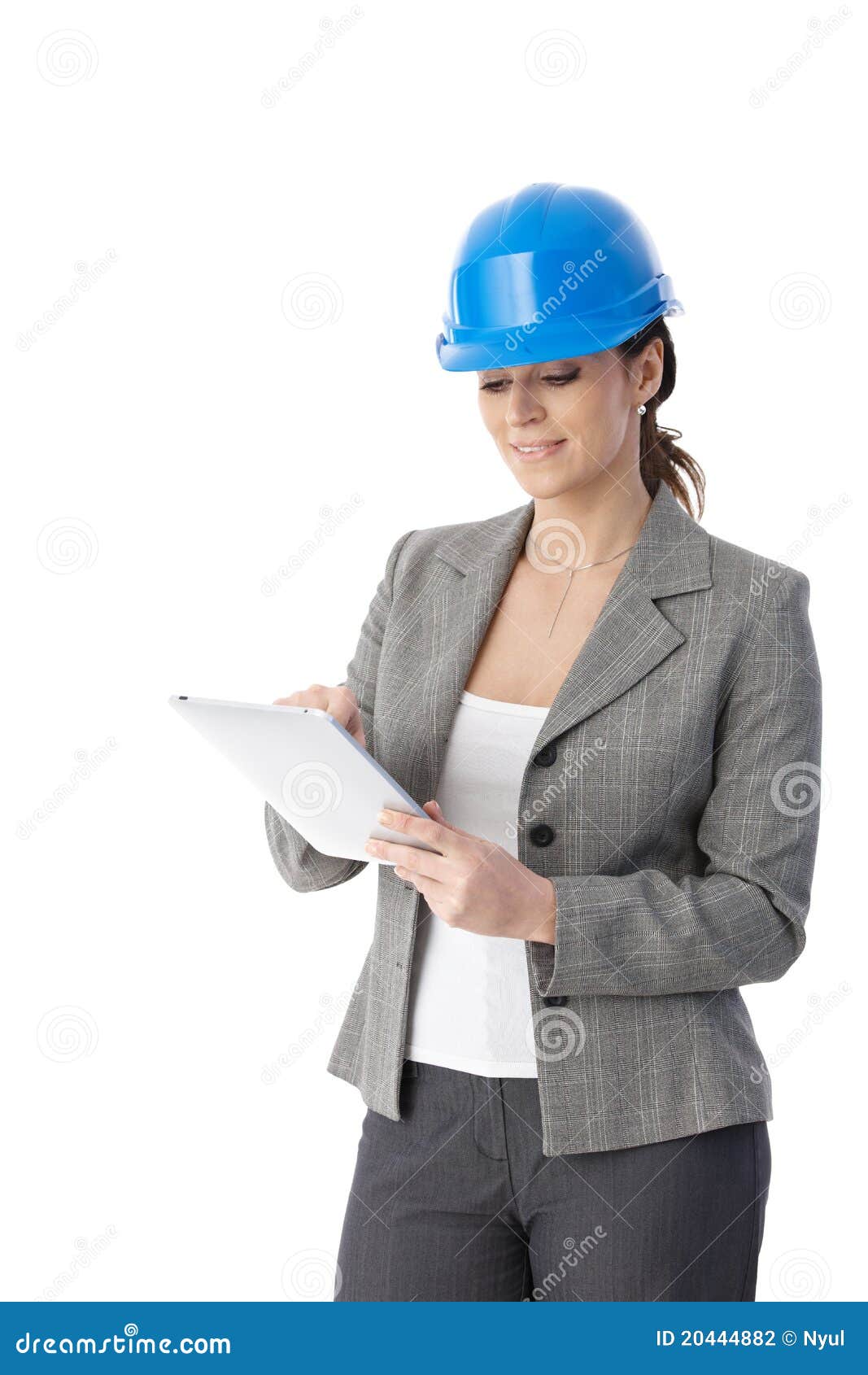 Female Engineer with Touchscreen Computer Stock Photo - Image of ...