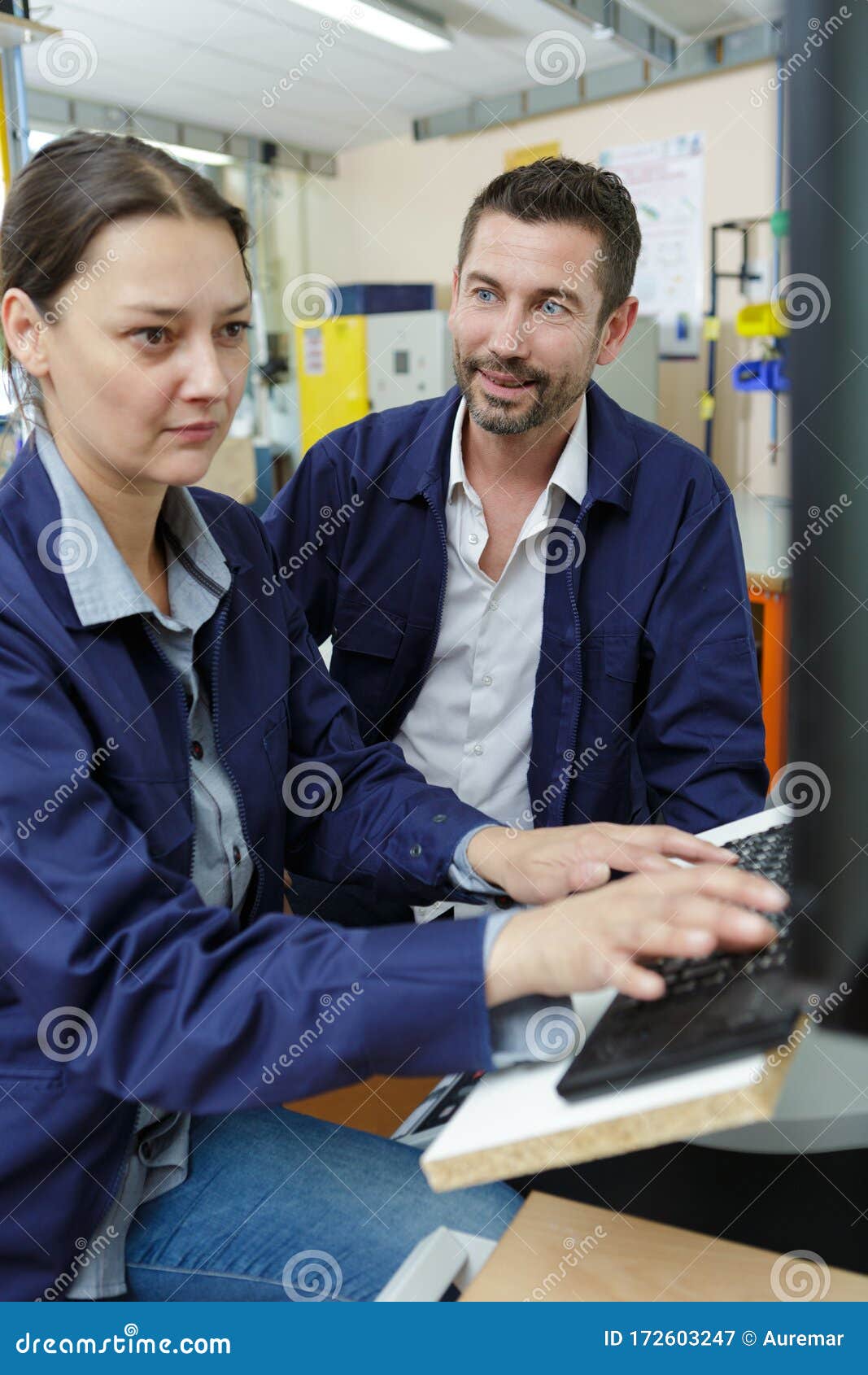 Female Engineer Typing on Computer Keyboard Stock Image - Image of ...