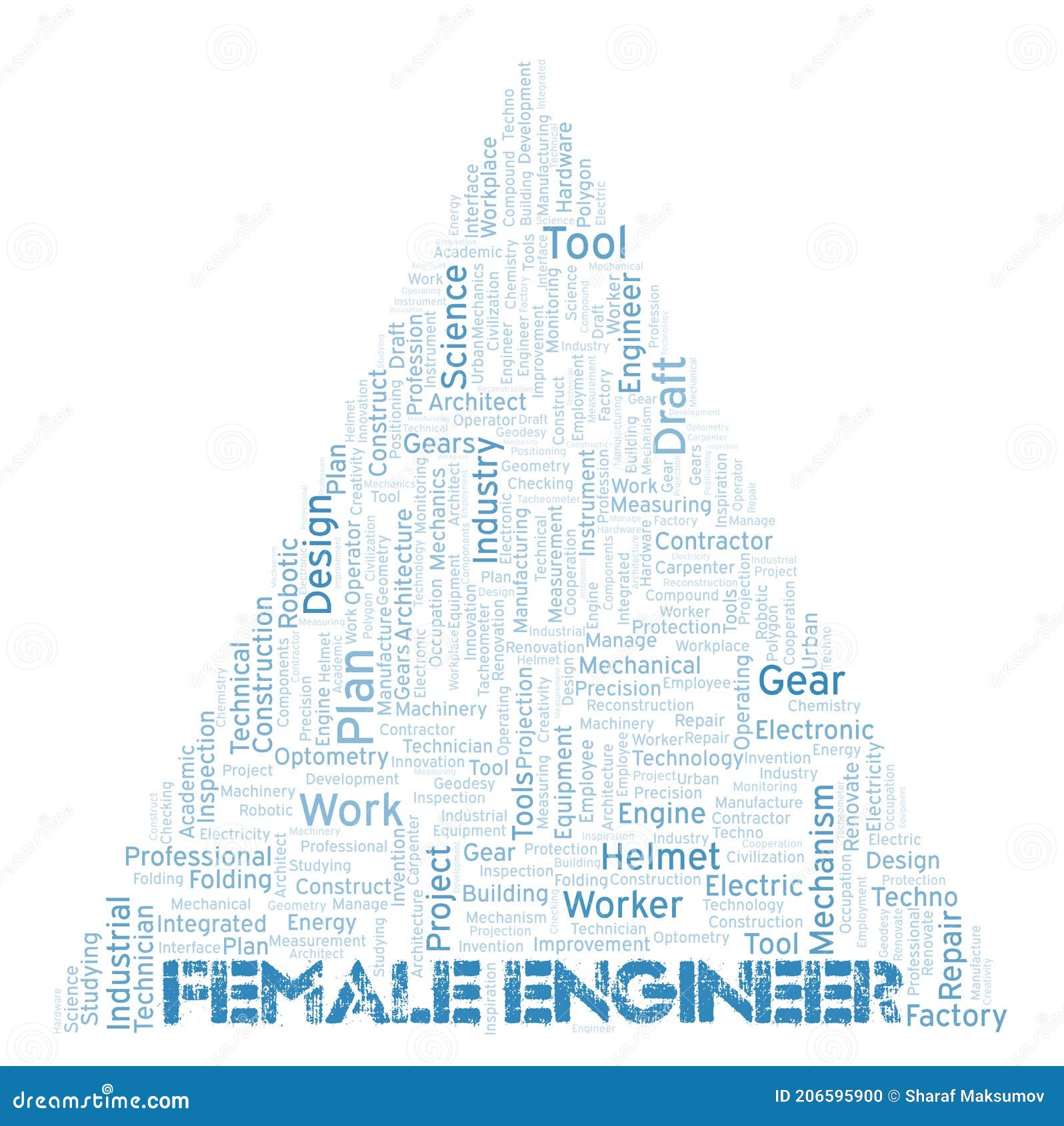 Female Engineer Typography Word Cloud Create with the Text only Stock ...
