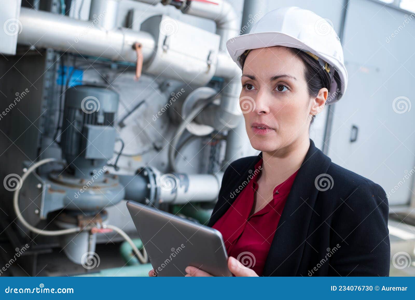 Female Engineer Wearing Hard Hat Stock Photo - Image of work ...