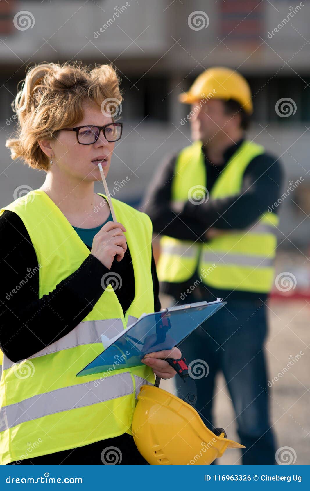 Female Engineer at Work on Construction Site Stock Photo - Image of ...