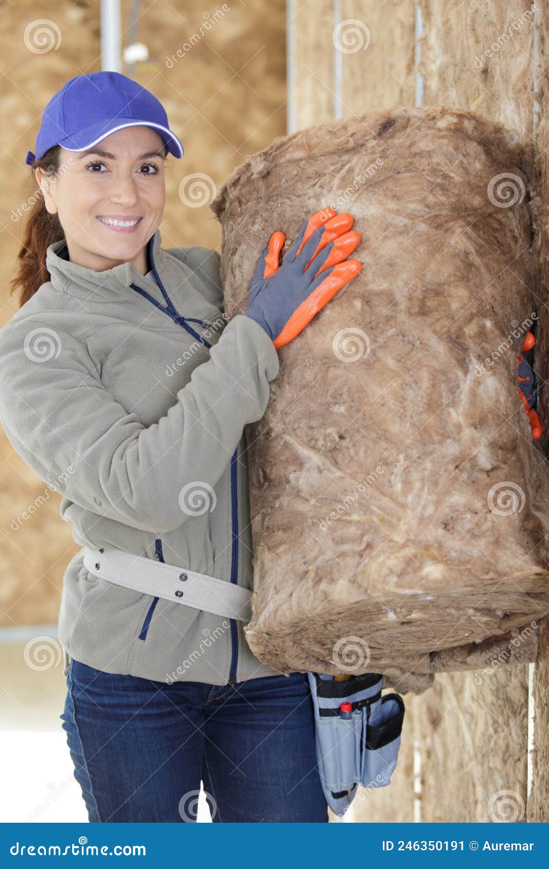 Female Engineer Working with Insulation Stock Image - Image of pipe ...