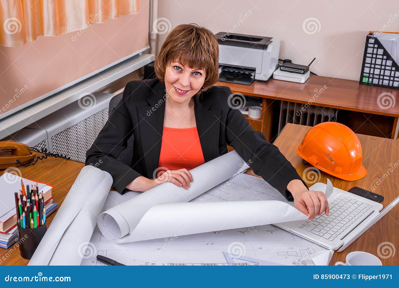 Female Engineer Working with a Project Stock Image - Image of engineer ...