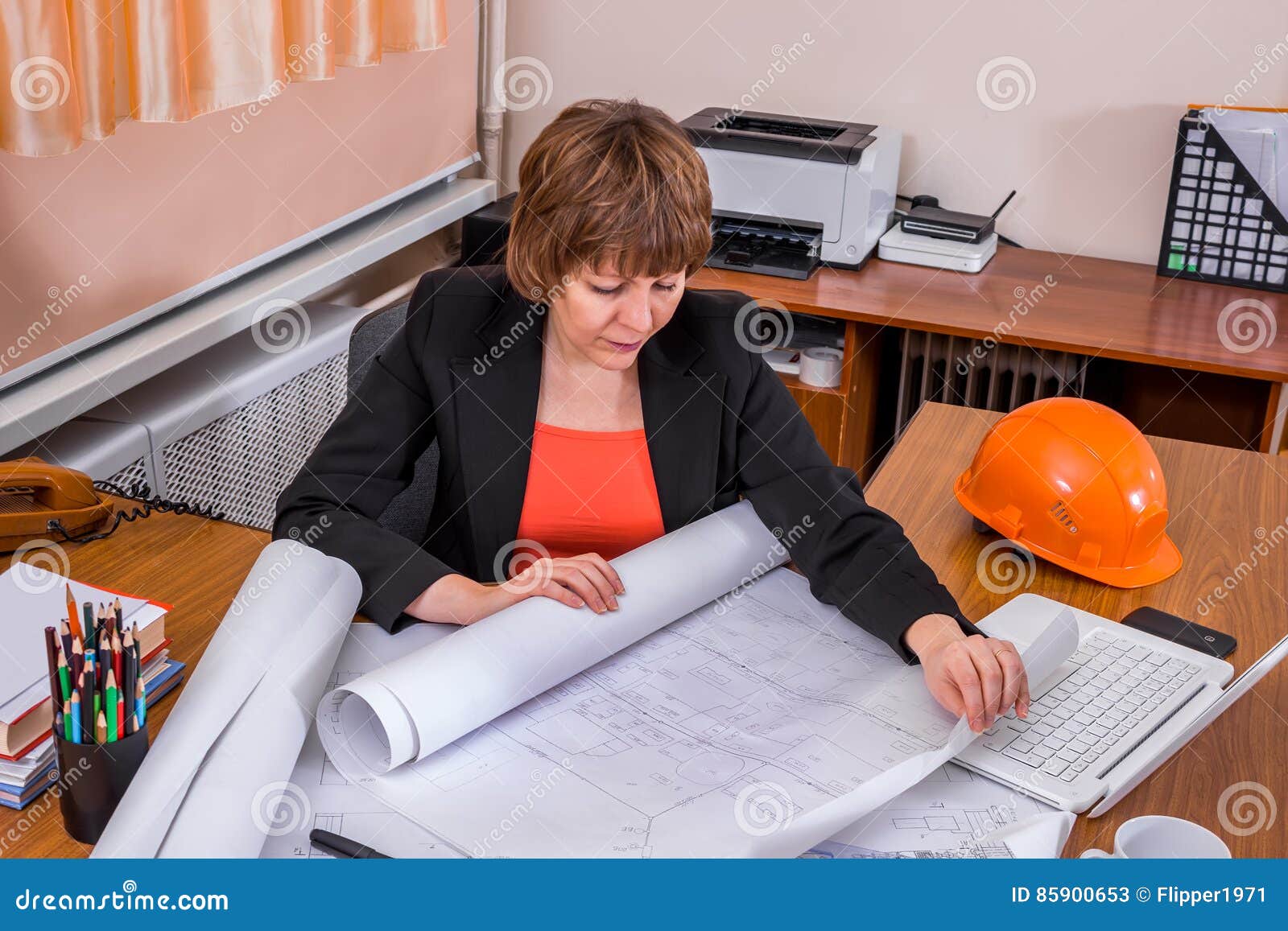 Female Engineer Working with a Project Stock Image - Image of manager ...