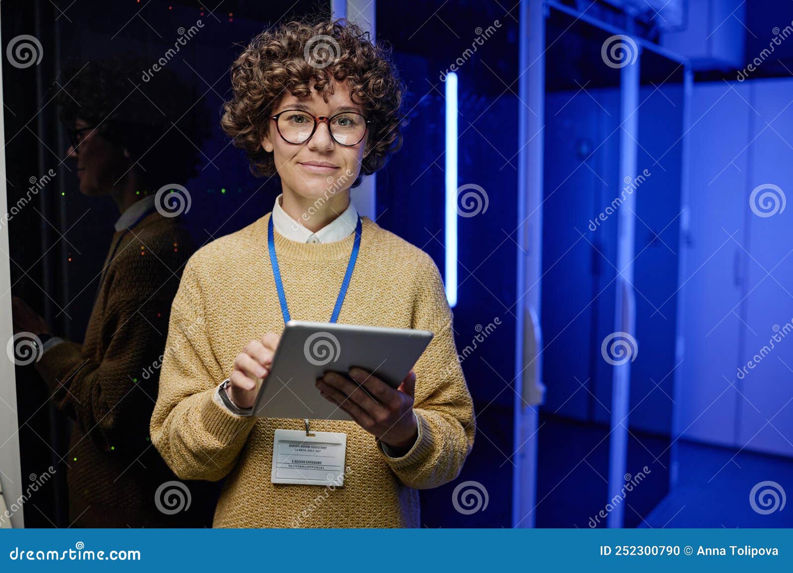 Female Engineer Working in Server Room Stock Photo - Image of server ...