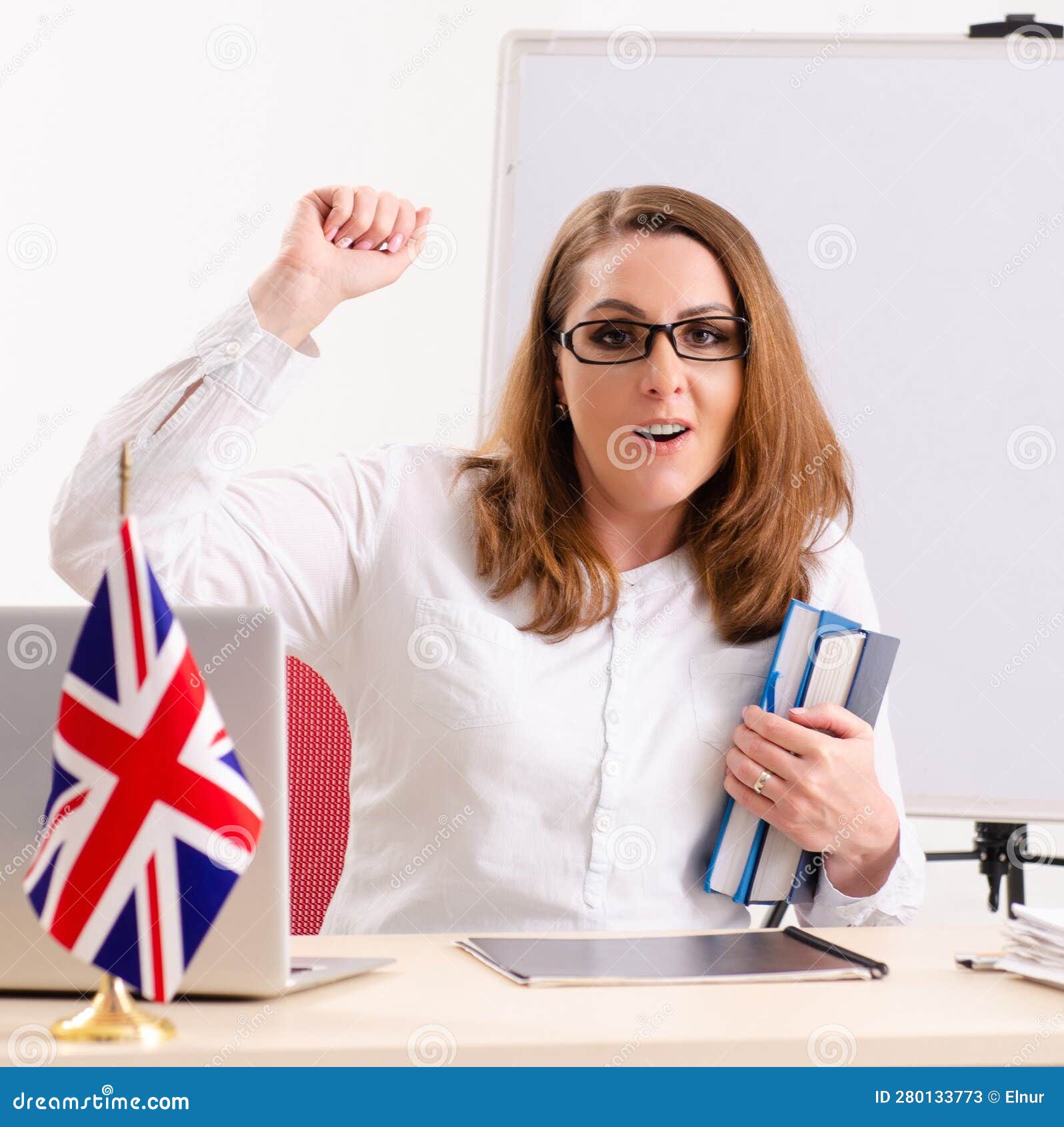 Female English Language Teacher in Front of Whiteboard Stock Image ...