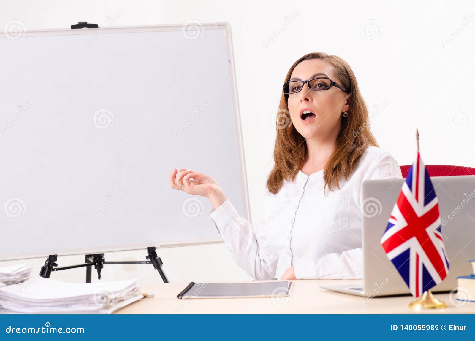 The Female English Teacher in the Classroom Stock Image - Image of ...