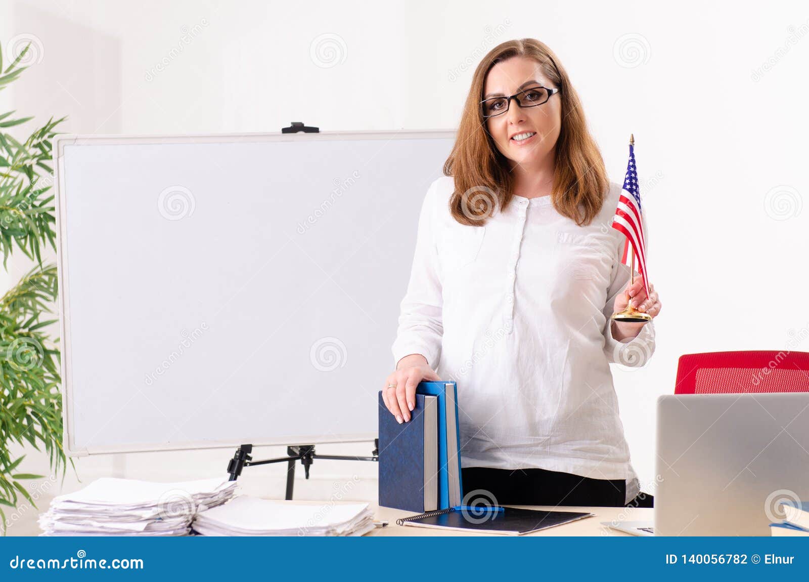 The Female English Teacher in the Classroom Stock Photo - Image of ...