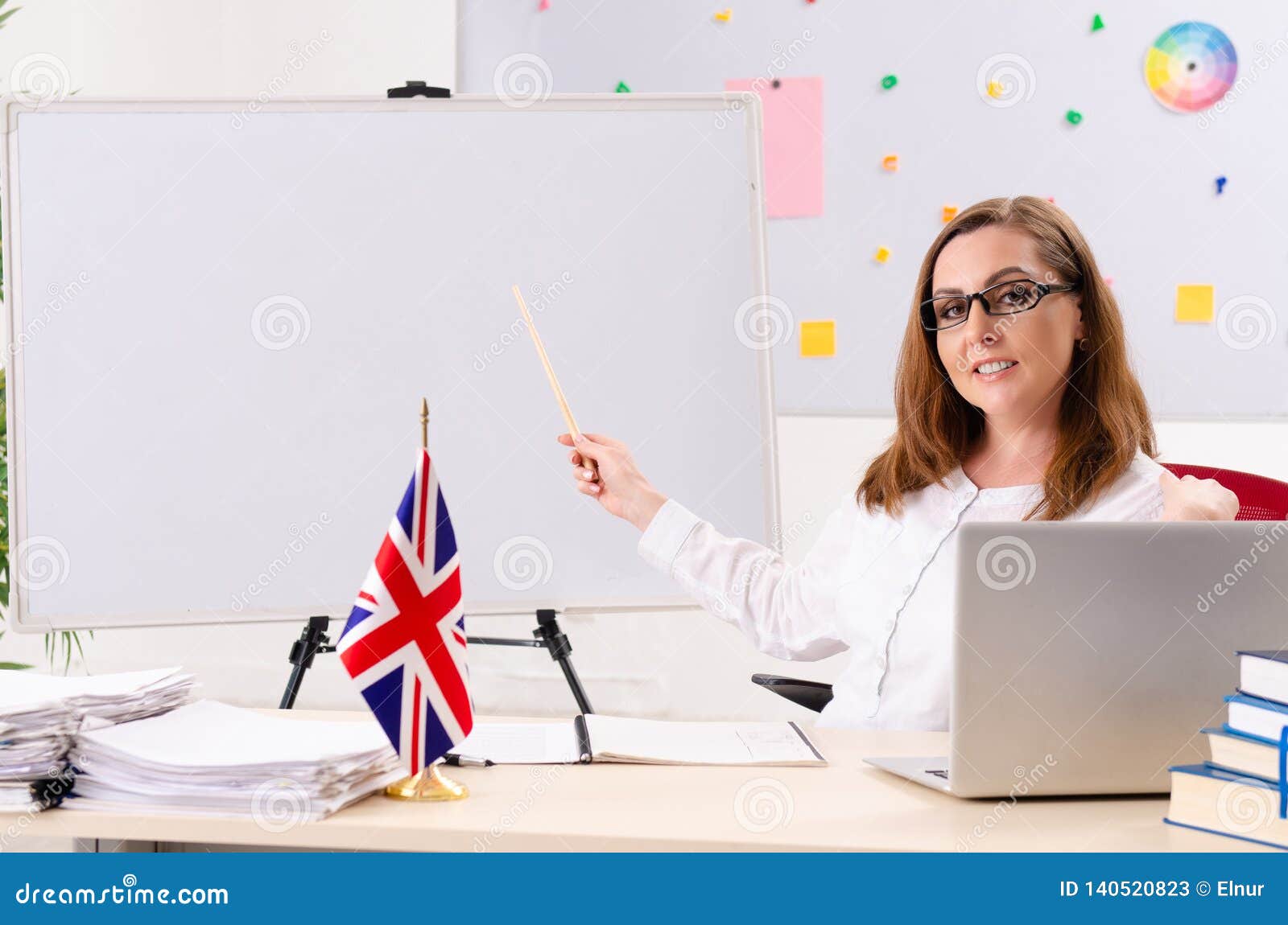 The Female English Teacher in the Classroom Stock Image - Image of ...