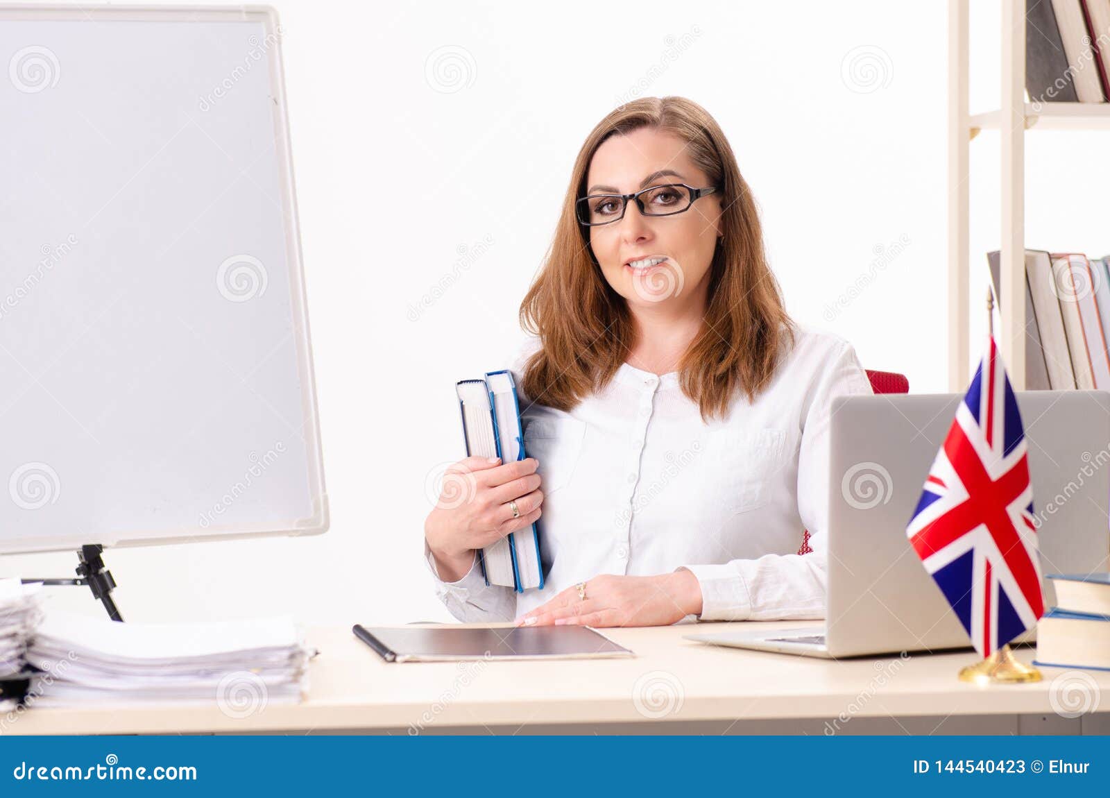 The Female English Teacher in the Classroom Stock Image - Image of ...