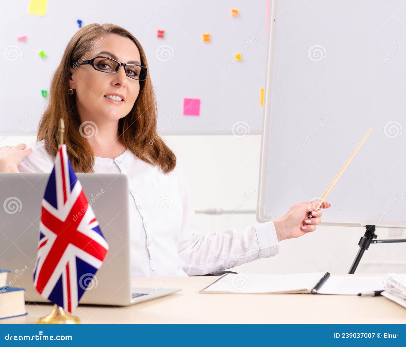 The Female English Teacher in the Classroom Stock Image - Image of ...