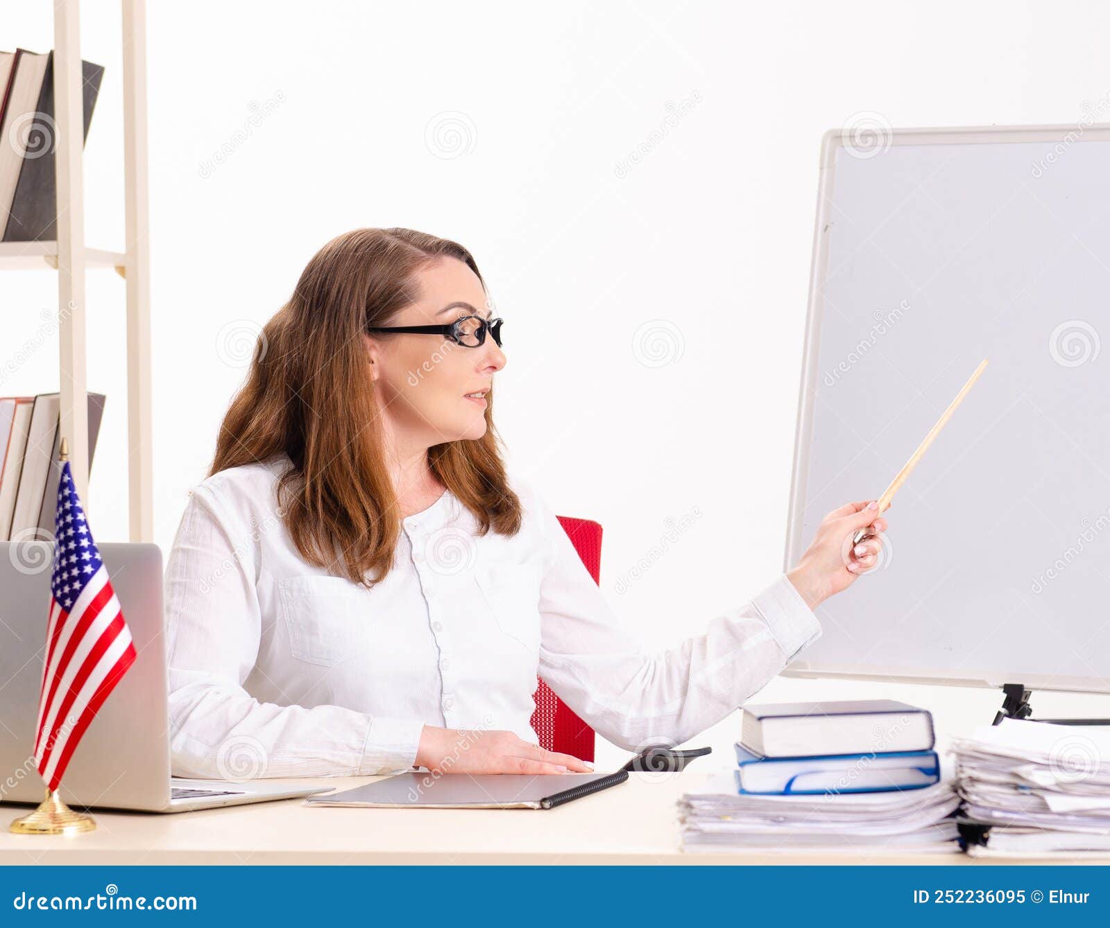 The Female English Teacher in the Classroom Stock Image - Image of ...