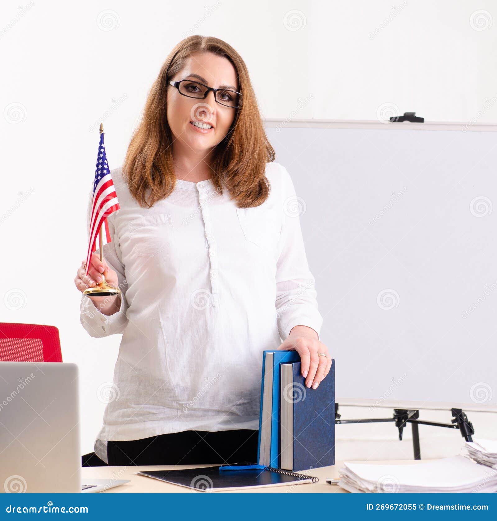 Female English Teacher in the Classroom Stock Image - Image of america ...