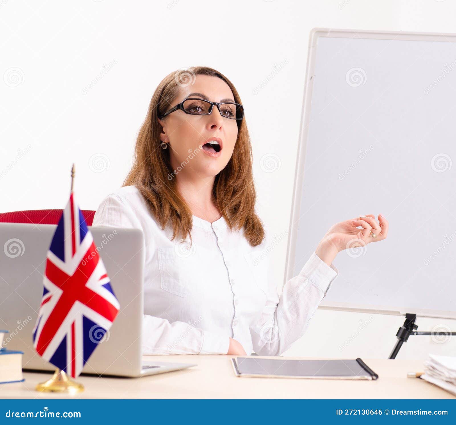 Female English Teacher in the Classroom Stock Photo - Image of lesson ...