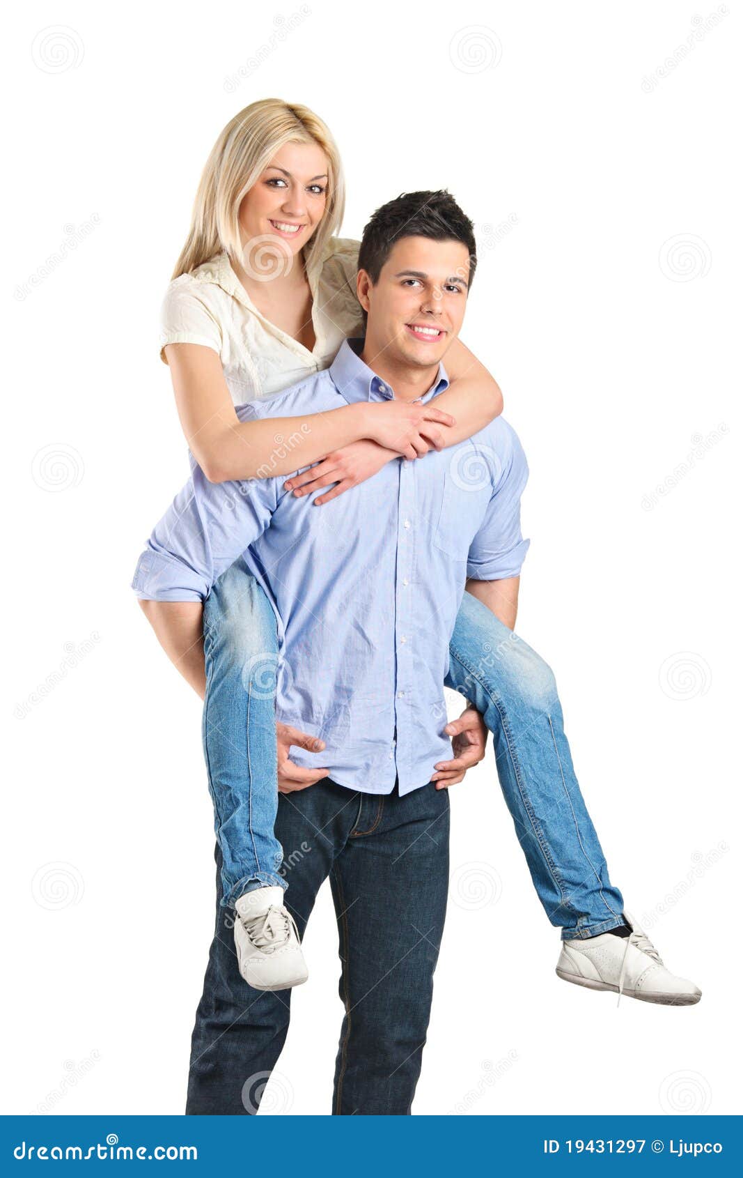 Female Enjoying a Piggyback Ride Stock Image - Image of beautiful, love ...
