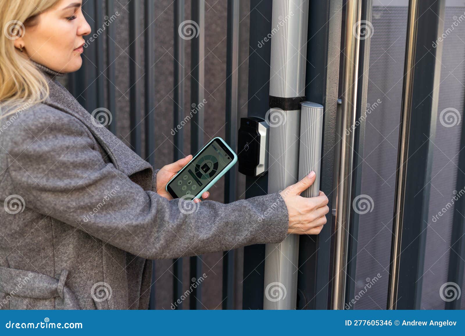 Female Entering Secret Key Code for Getting Access and Passing Building ...