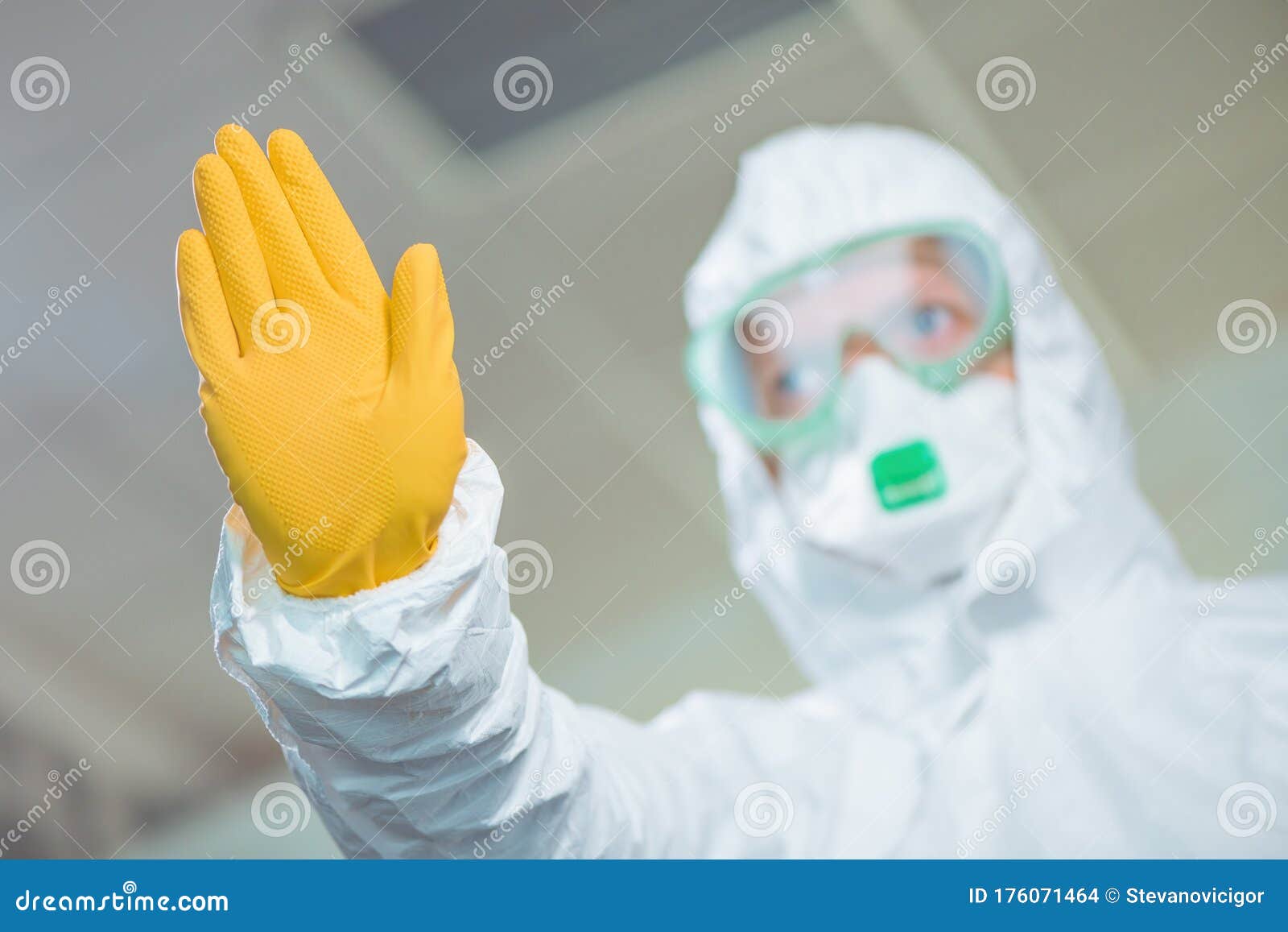 Female Epidemiologist Gesturing Stop Sign Stock Photo - Image of danger ...