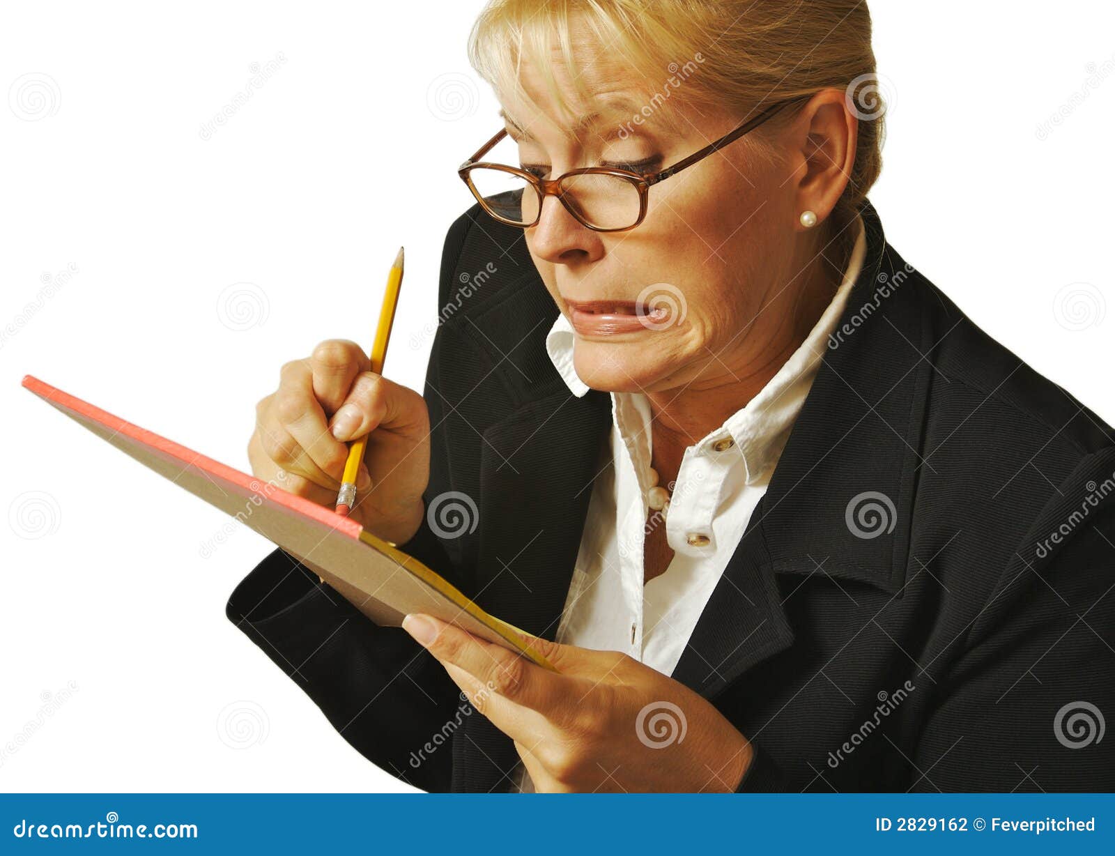 Female Erases Notes Mistake Stock Photo - Image of notes, concentration ...