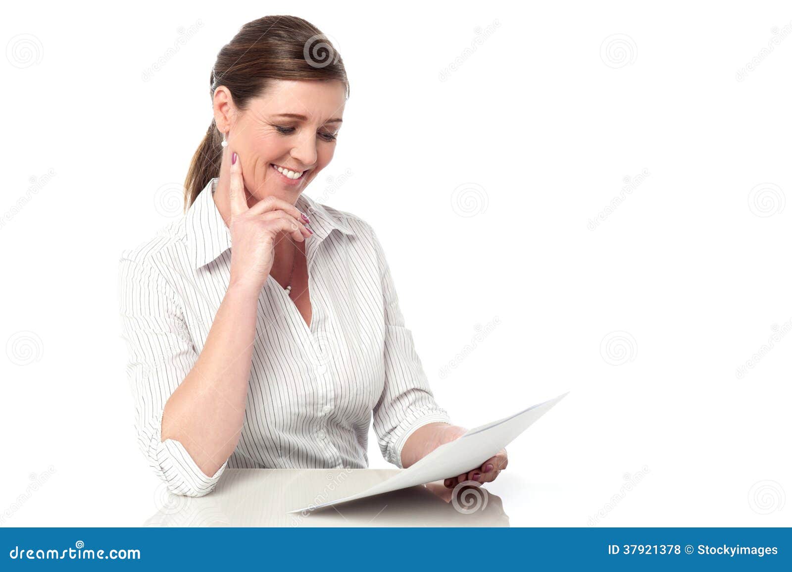 Female Executive Analyzing Business Reports Stock Photo - Image of ...