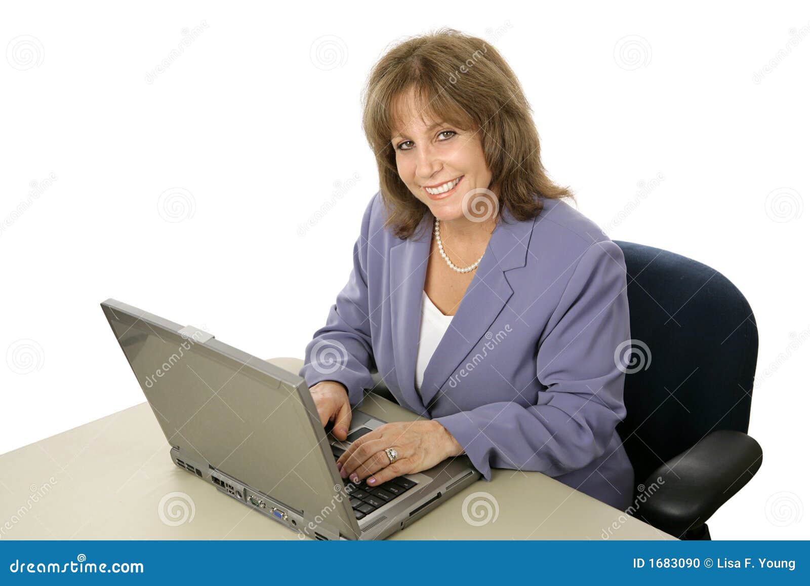 Female Executive Working On Desktop Pc At Desk Stock Photography ...