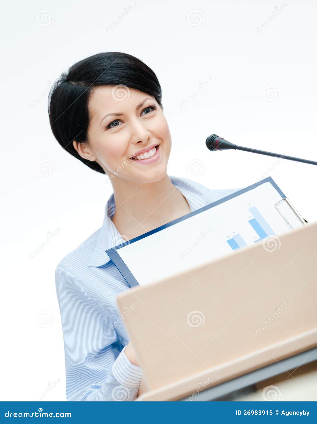 Female Executive at the Podium Stock Image - Image of beautiful ...