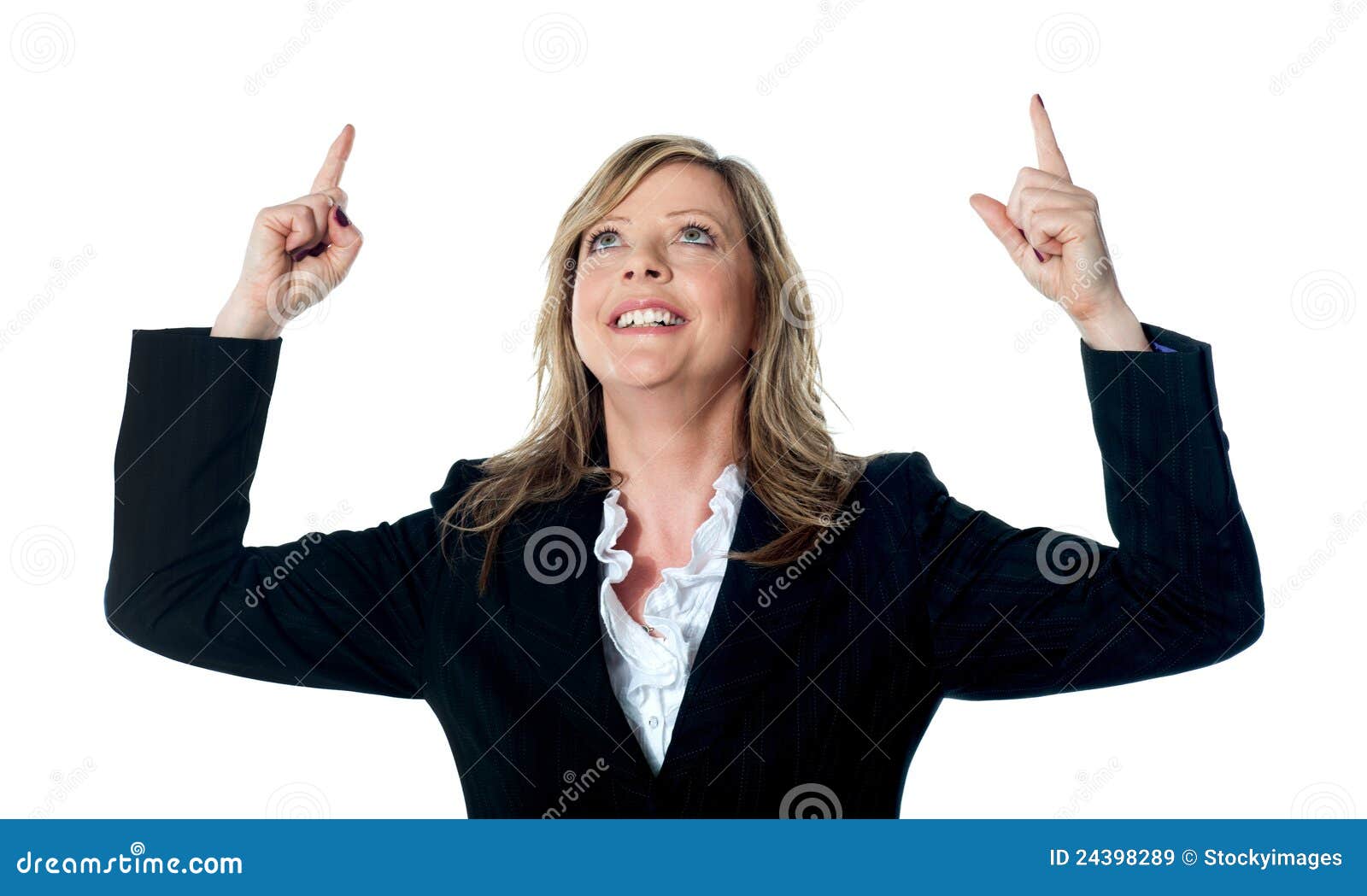 Female Executive Pointing Upwards Stock Image - Image of executive ...