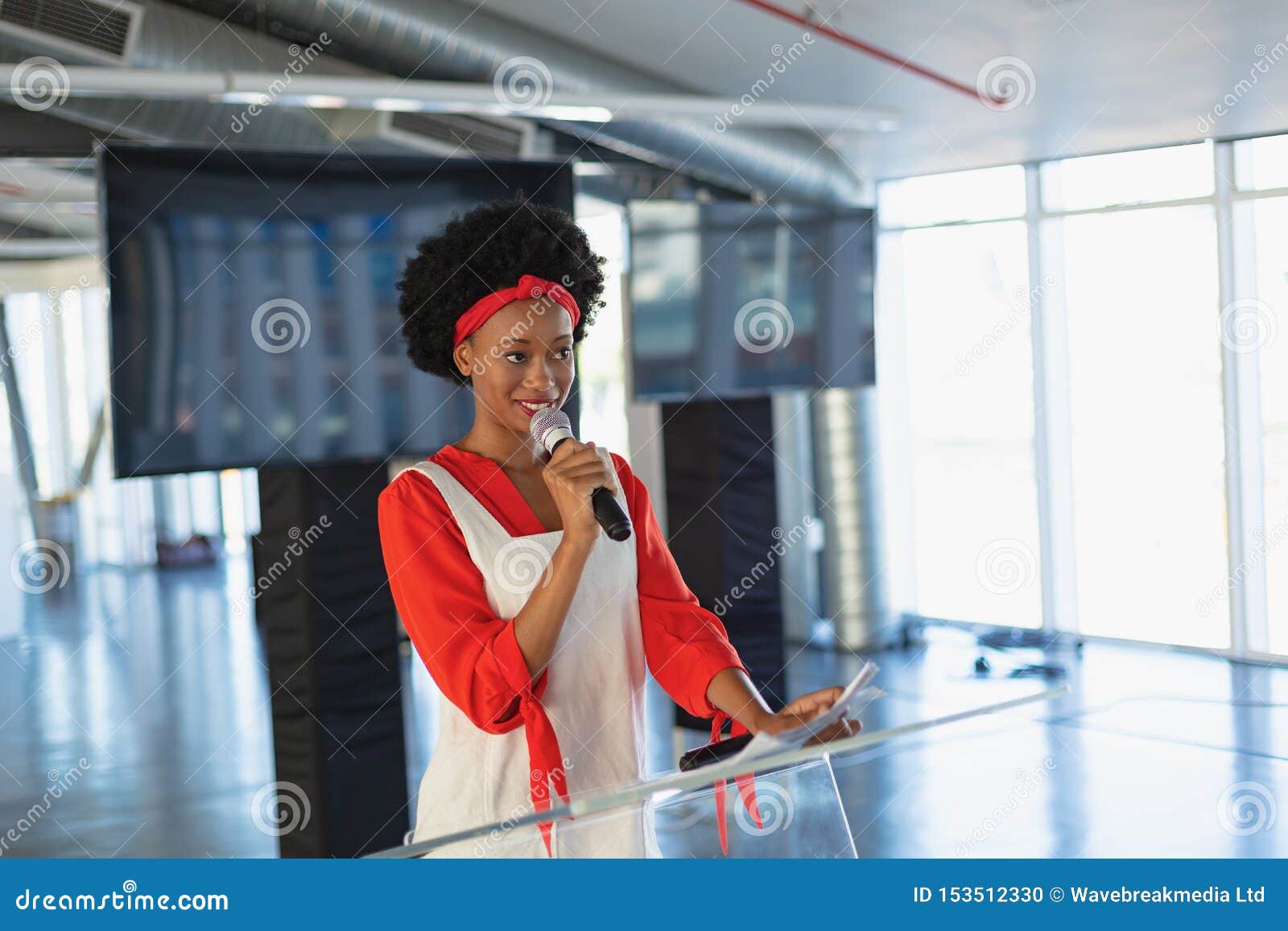 Female Executive Practicing Her Speech in the Conference Room Stock ...