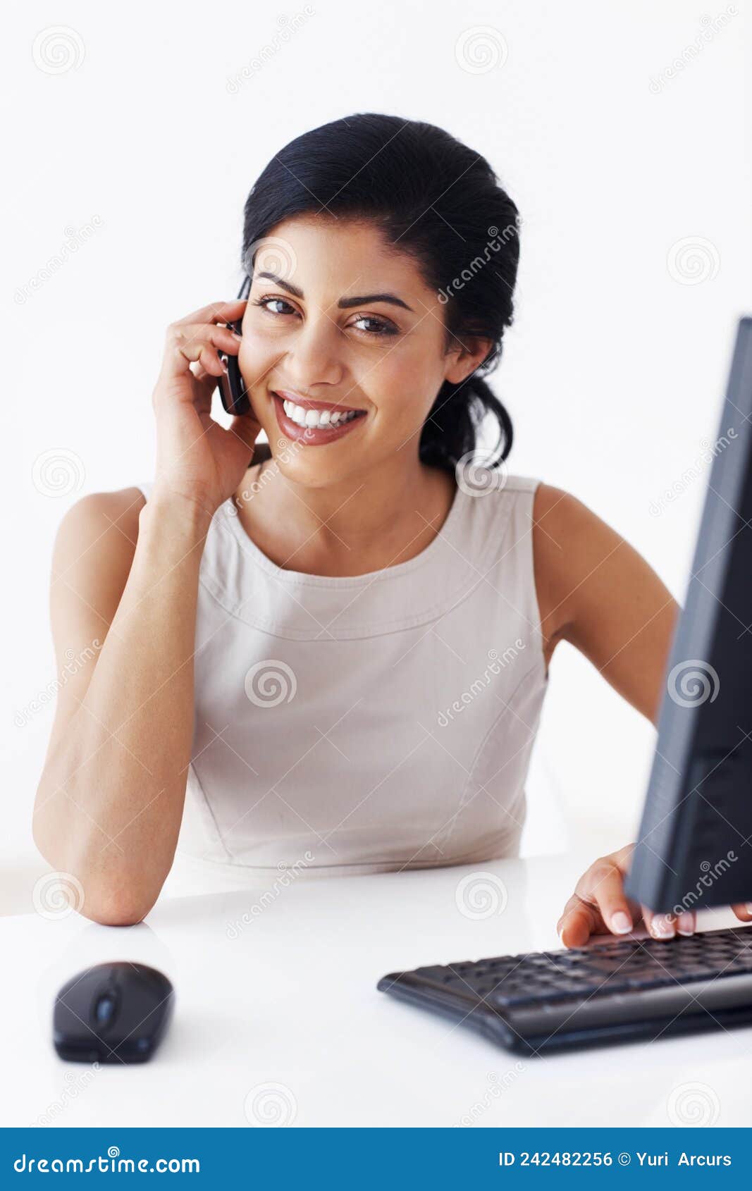 Female Executive Talking on Cell Phone. Attractive Female Executive ...