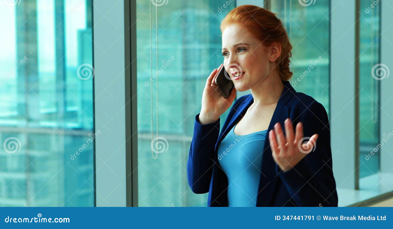 Female Executive Talking on Mobile Phone in Office Stock Image - Image ...