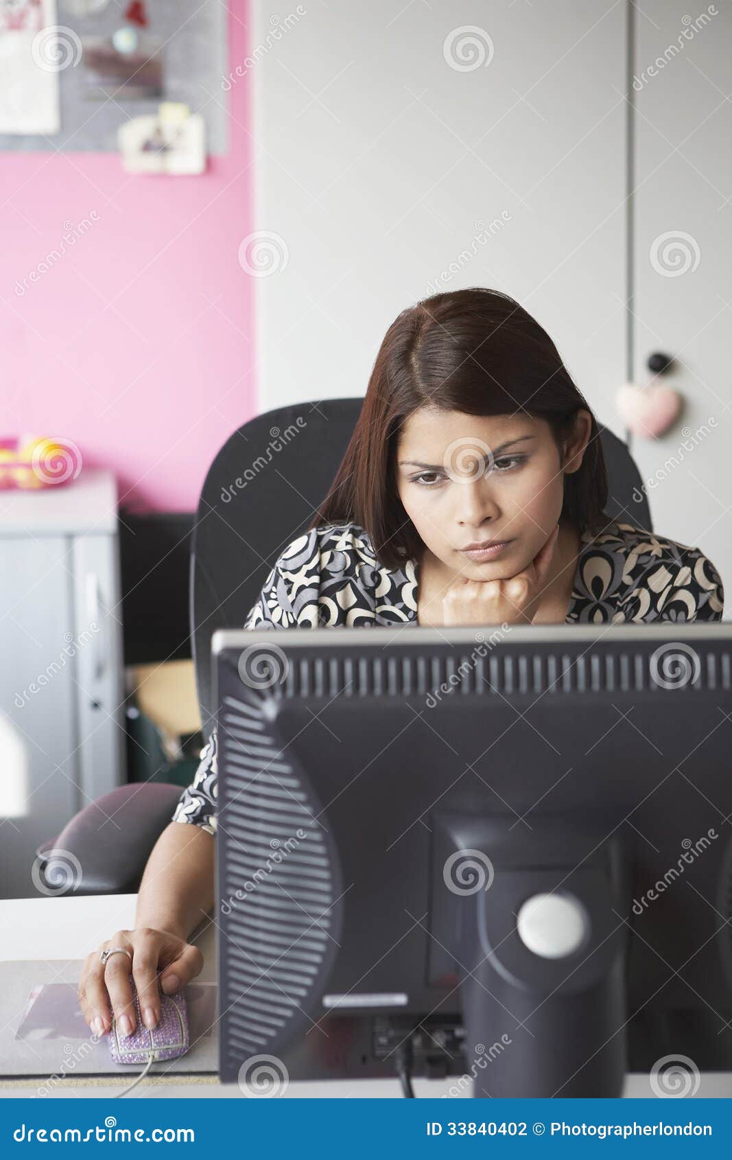 Female Executive Using Computer at Office Desk Stock Photo - Image of ...