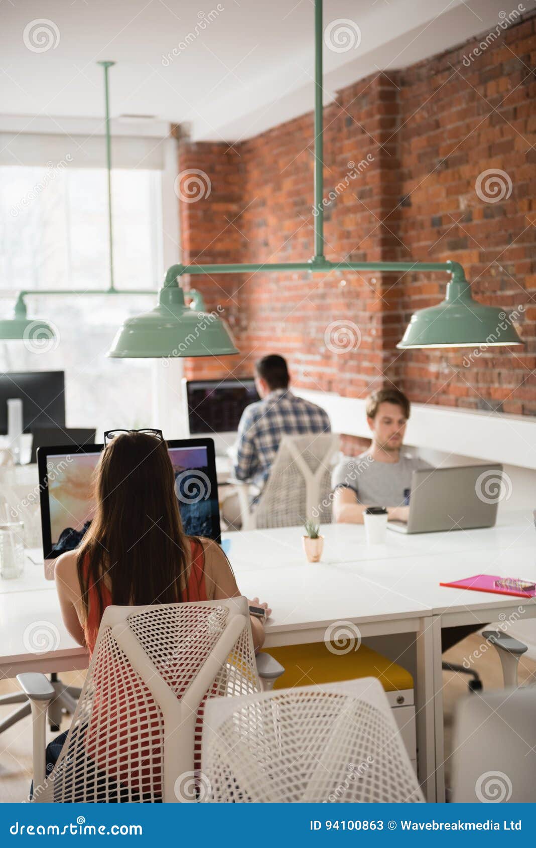 Female Executive Working on Computer in Office Stock Image - Image of ...