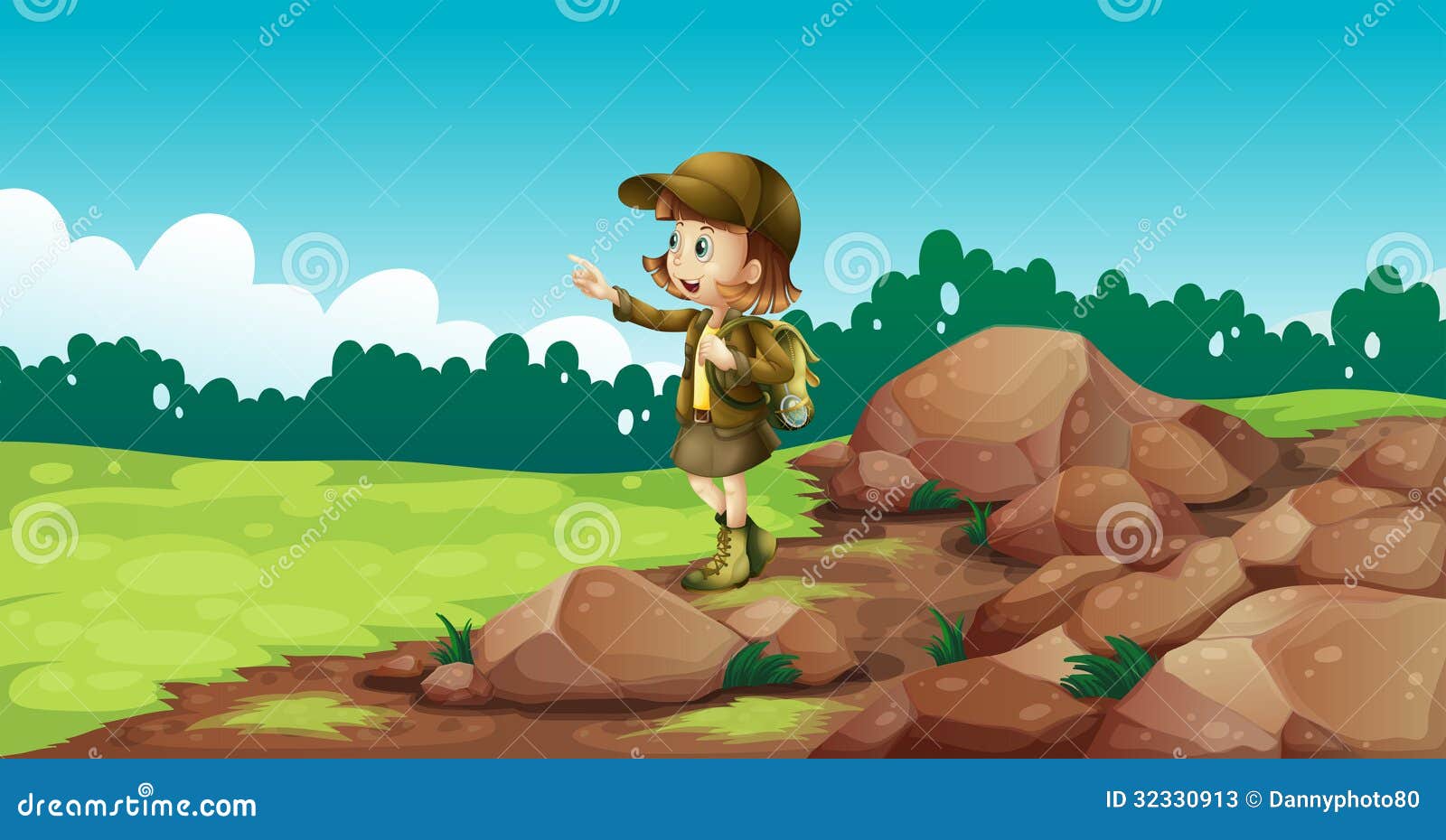 A Female Explorer Near the Rocks Stock Vector - Illustration of ...