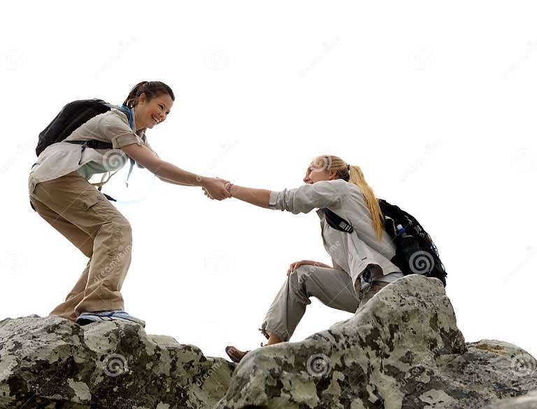 Female Explorers Lend a Helping Hand Stock Image - Image of achievement ...